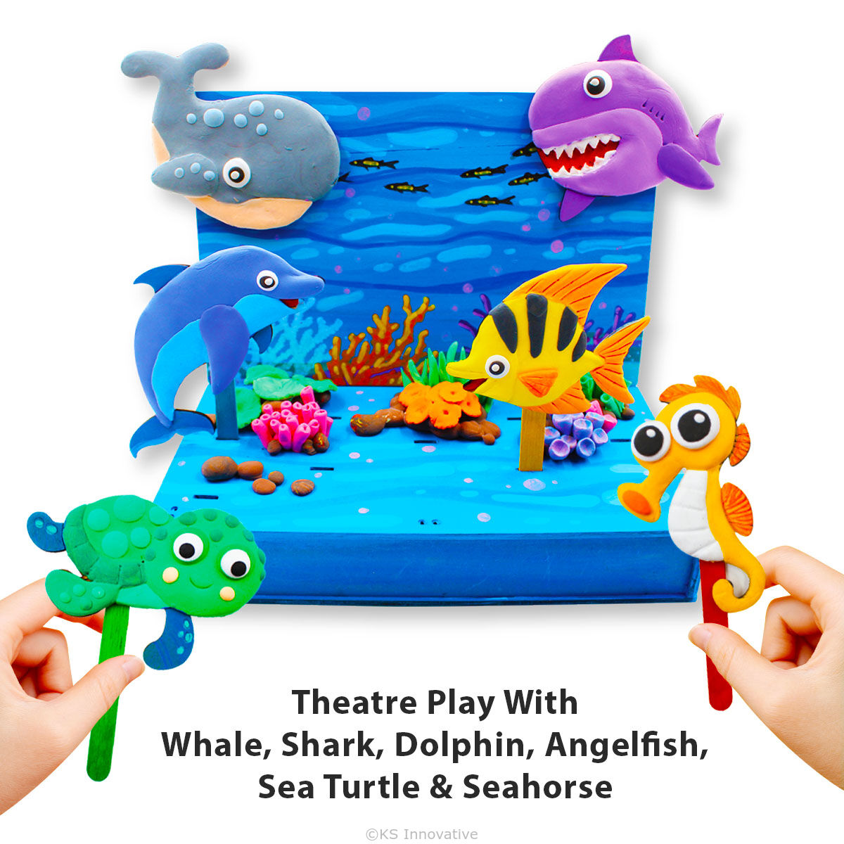 Ocean Wonders Clay Scene Kraft Box Kit - Includes Ocean Backdrop And 6 ...