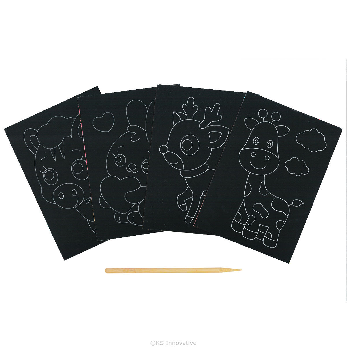 Scratch Art Wild Animals Kit Part 2 - Deer, Rabbit, Zebra, GIraffe